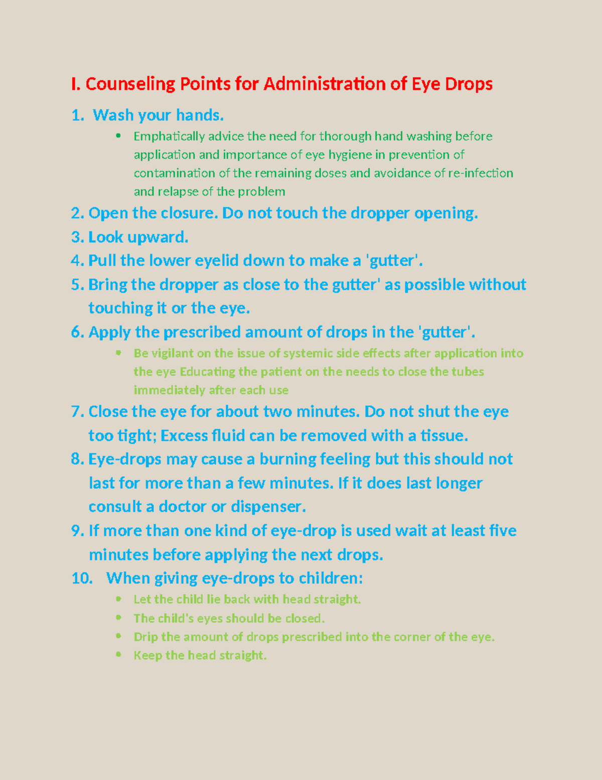 Pharmacy Practice 1: Eye, Ear, and Vaginal Medication Counseling Guide ...