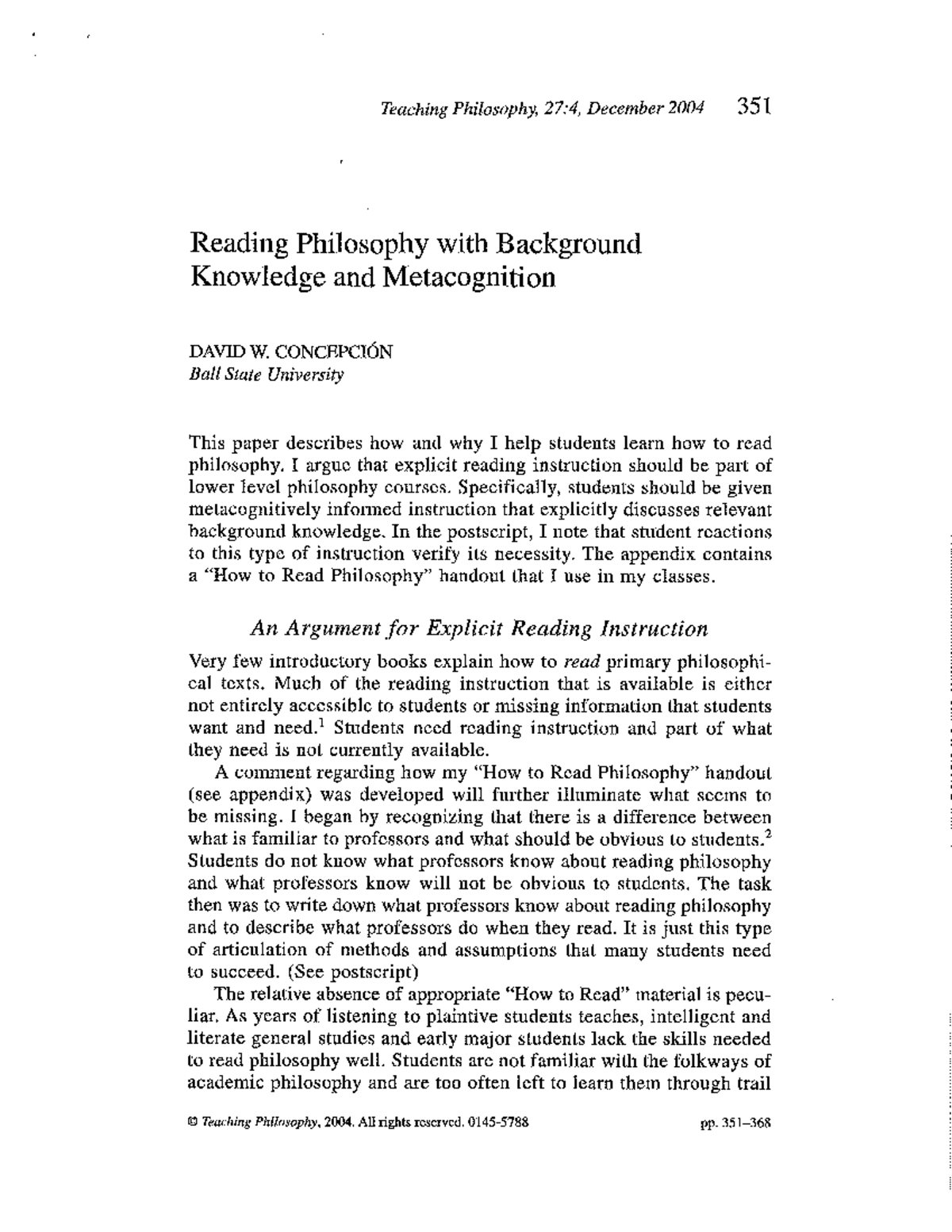 Reading Philosophy: Strategies for Success in PHIL-1 - Studocu