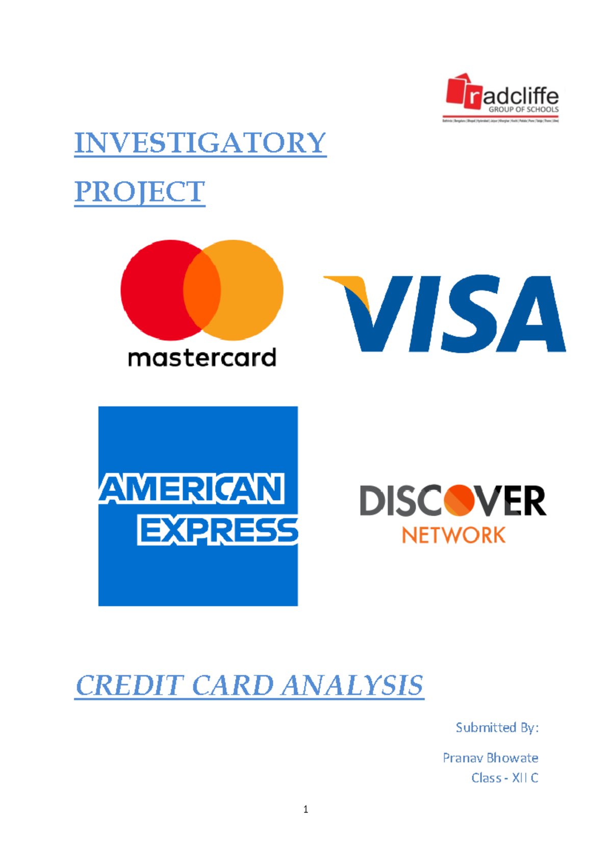 XII C Investigatory Project: Credit Card Analysis Report - Studocu