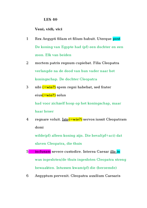 Klas 2 Latijn LES 16 tekst en werkvertaling - LES 16 groen=impf blauw ...