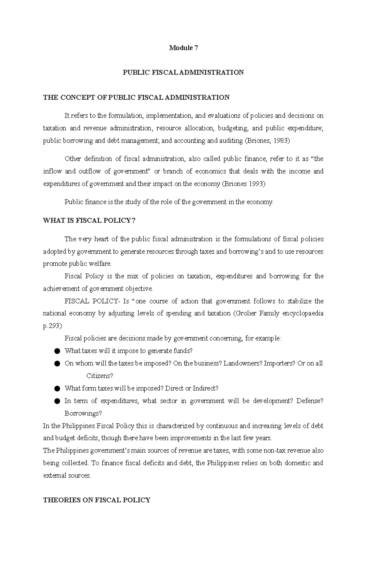 Module 7: Insights on Public Fiscal Administration Concepts and ...