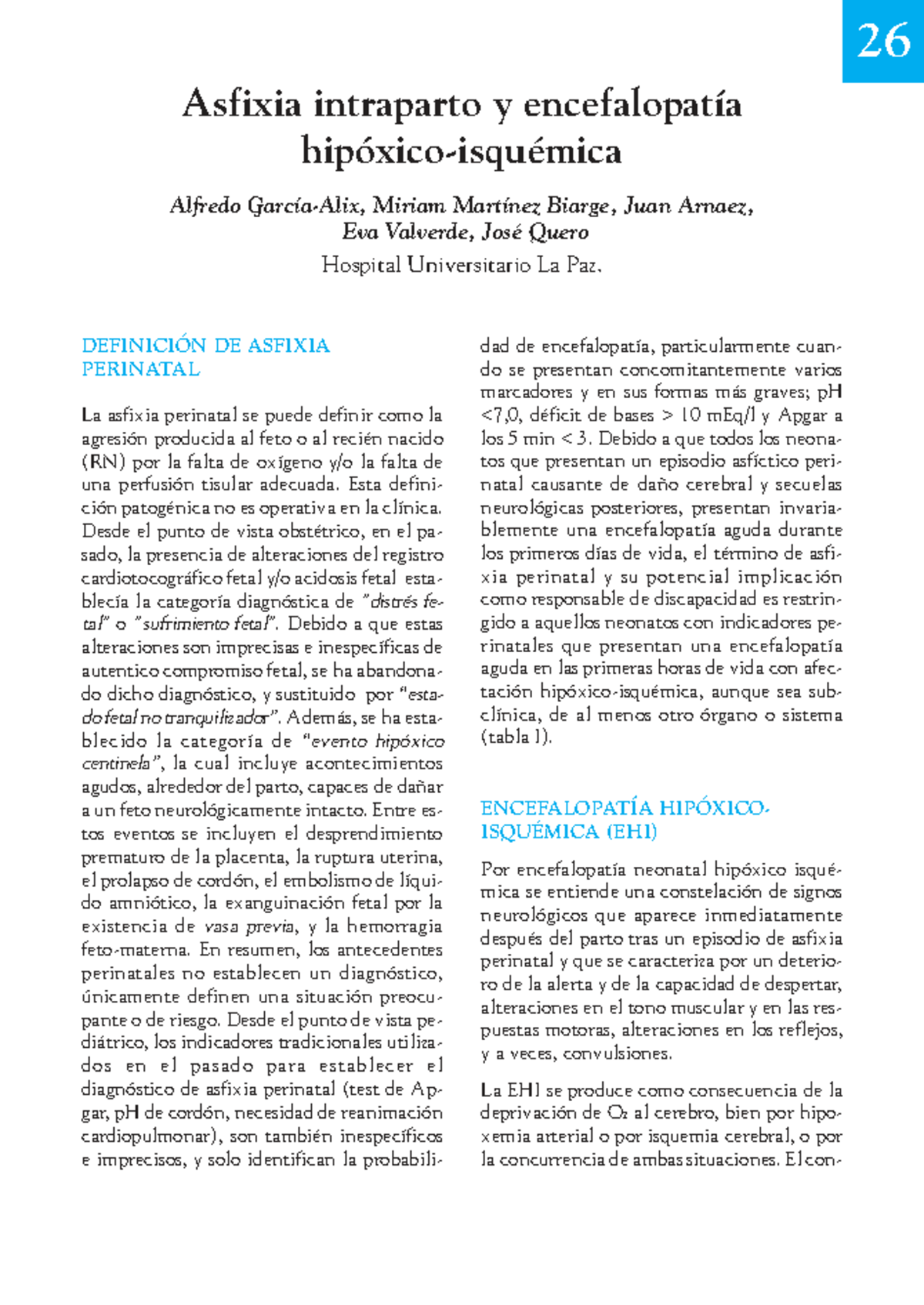 26 Asfixia Intraparto y Encefalopatía Neonatal: Definiciones y ...