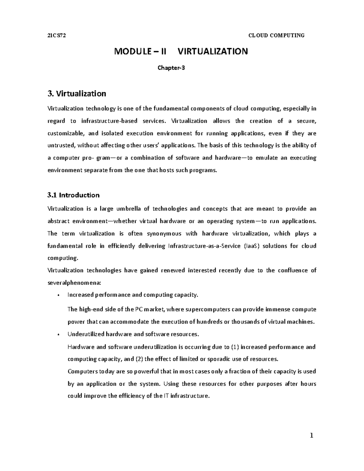 21CS72 Module II: Key Concepts in Virtualization Technology - Studocu
