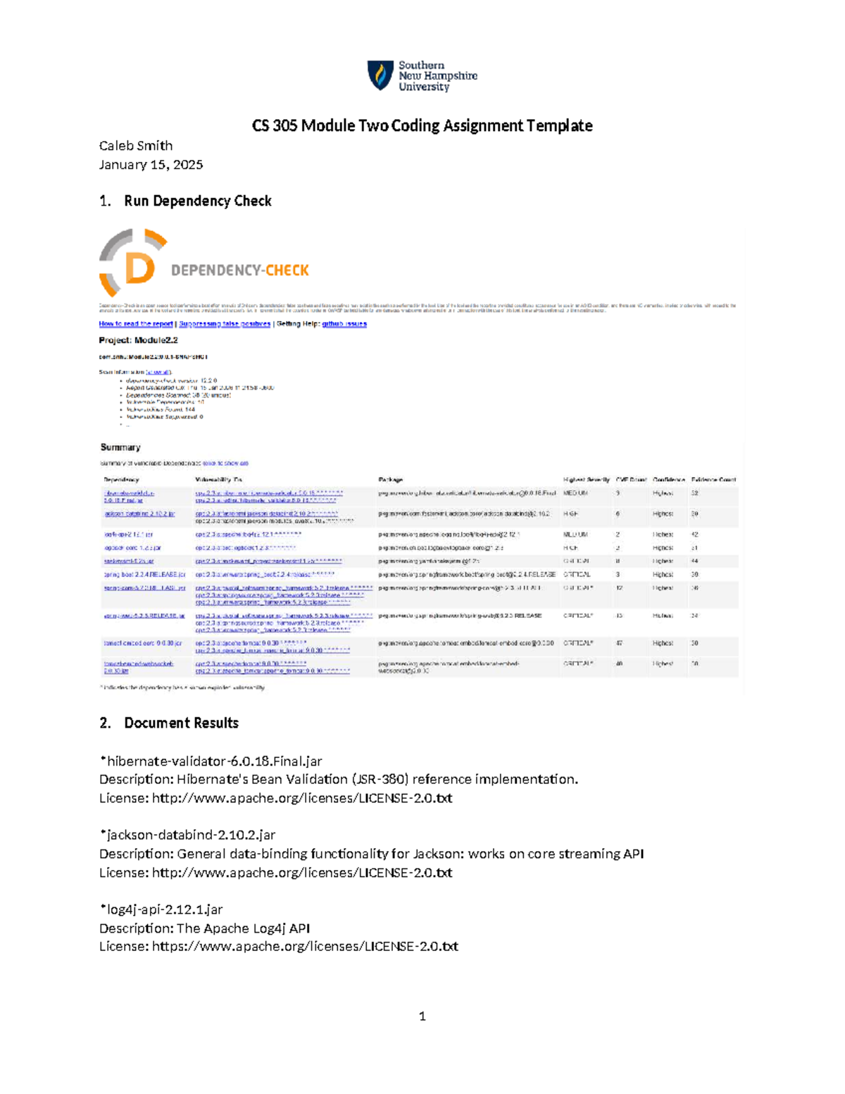CS 305 Module Two Coding Assignment: Dependency Check Analysis - Studocu