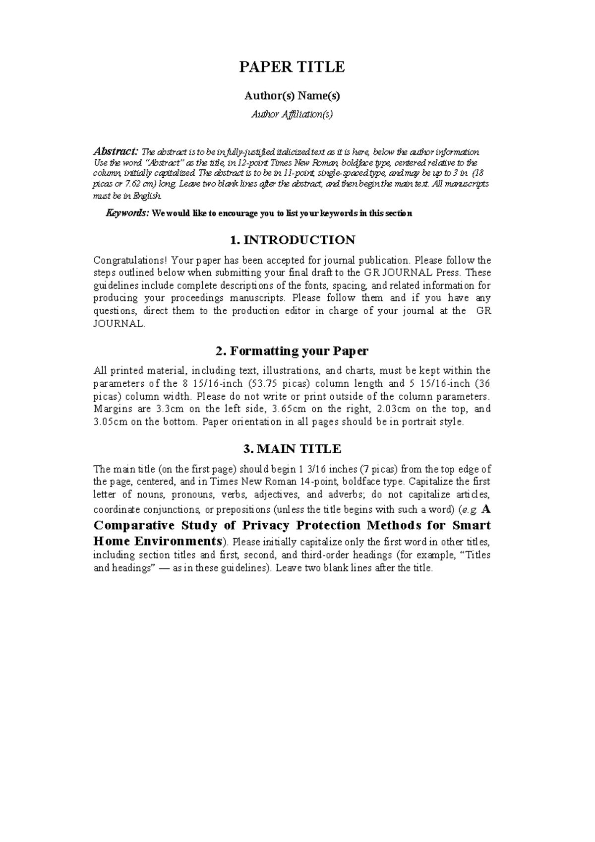 GR - Paper Format Guidelines for Journal Submission - Studocu