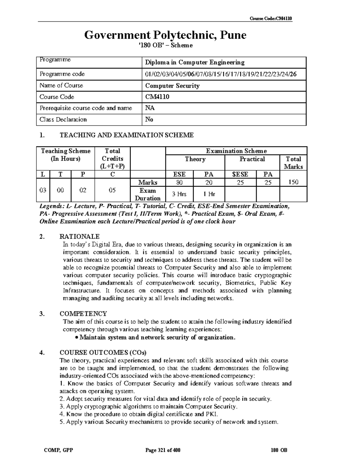 Computer Security Course Overview - CM4110 (Diploma in Computer ...