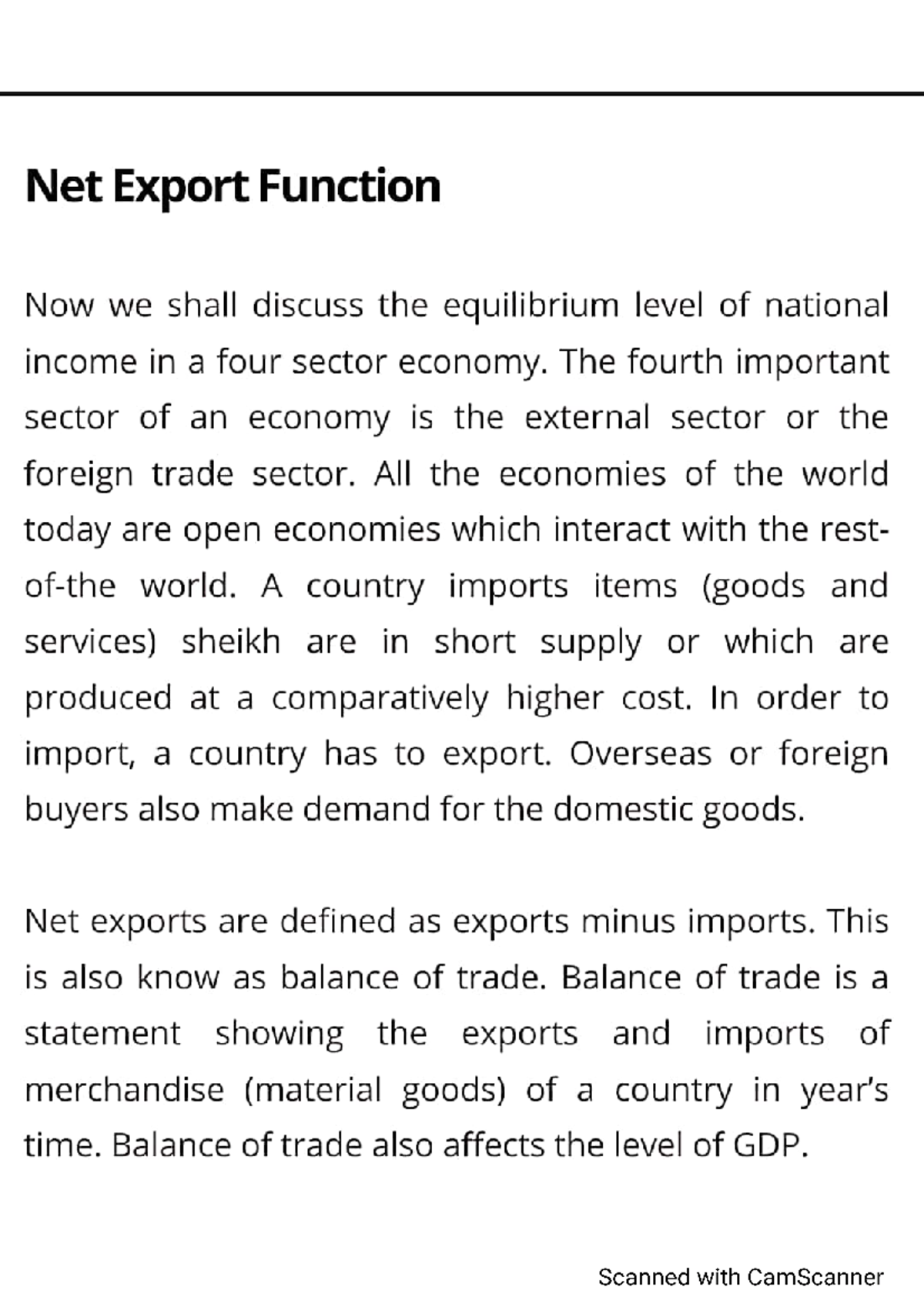 Net Export Function Unit IV - economics - Studocu