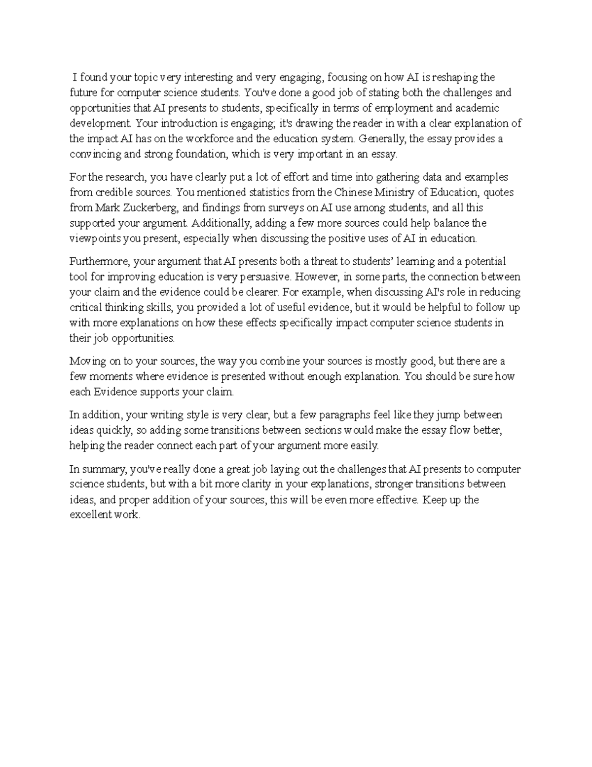 CS 101 Essay Notes: AI's Impact on Future of Computer Science Students ...