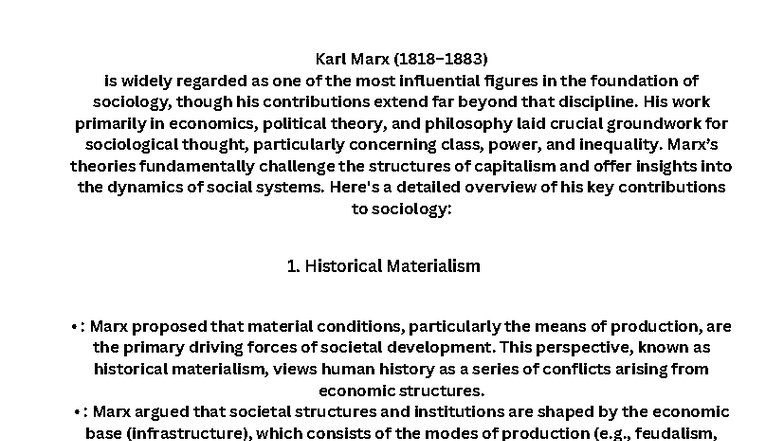 Sociological Insights from Karl Marx: Key Contributions and Theories ...