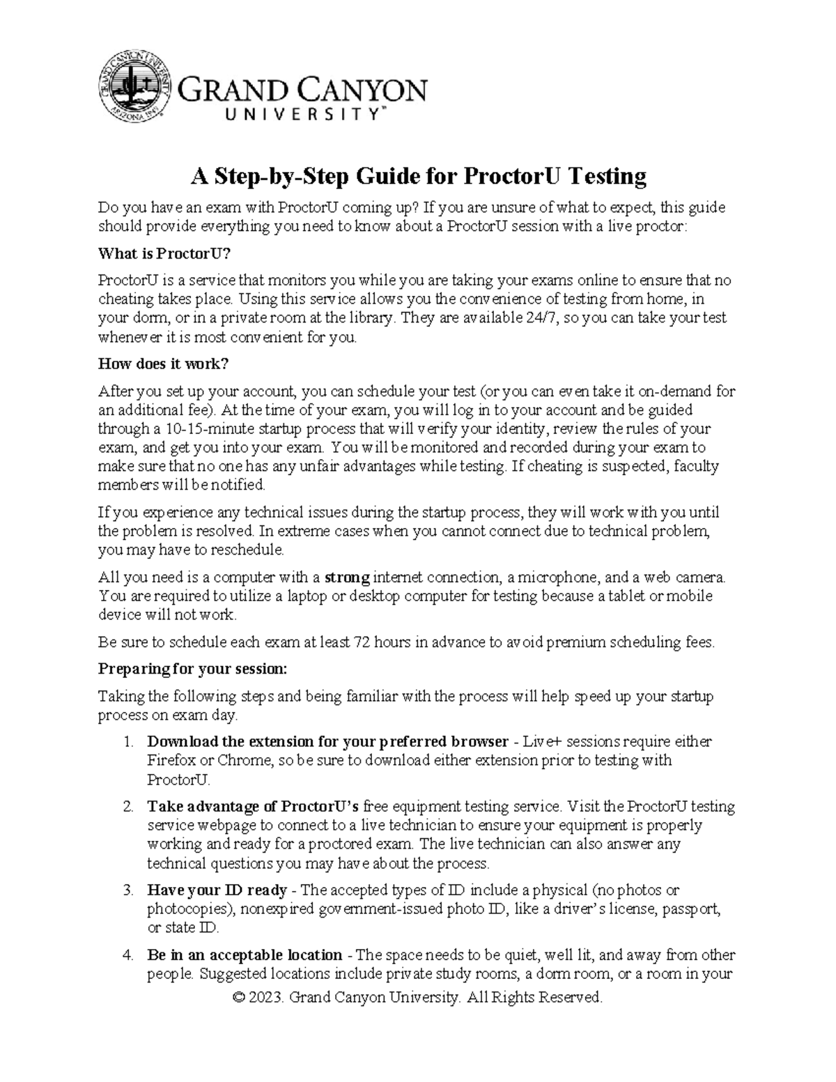 Comprehensive Guide for ProctorU Testing (Exam Prep) - Studocu