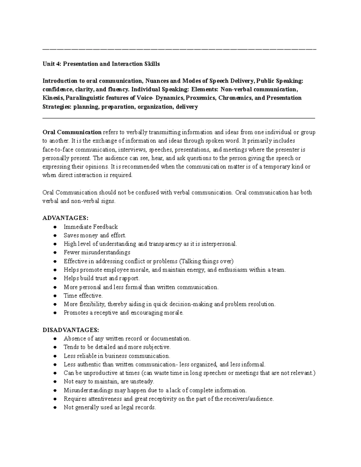 Soft Skills - Unit 4 Presentation & Interaction Skills Notes - Studocu