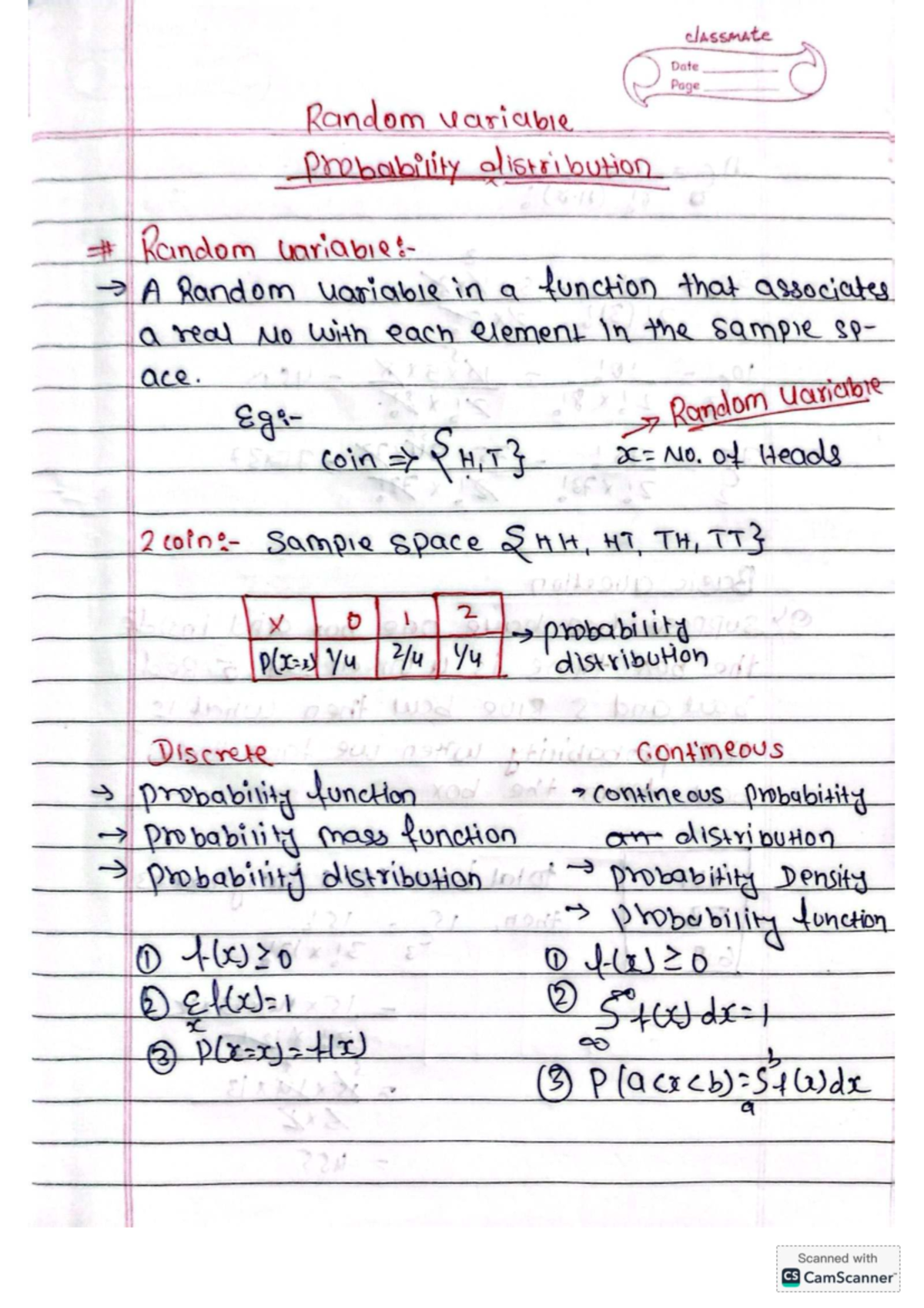 MTH P3: Probability Distributions and Random Variables Notes - Studocu