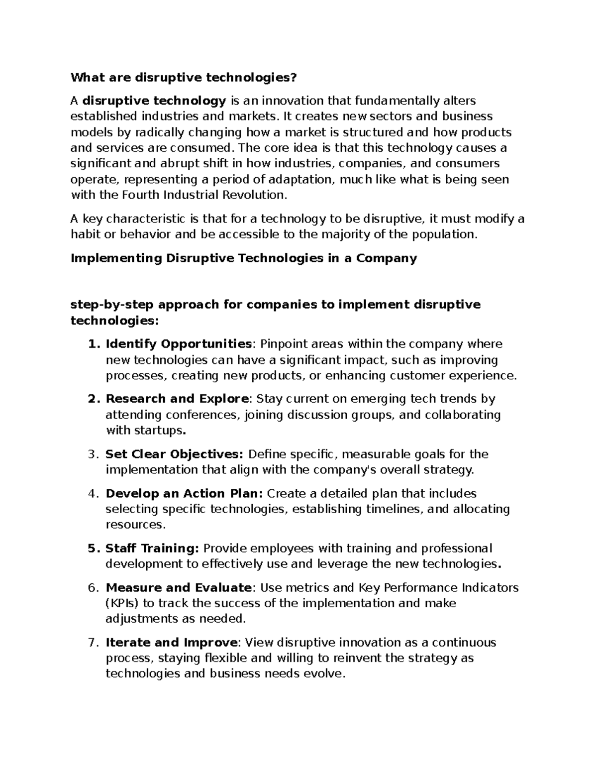 IM Disruptive Innovations: Understanding and Implementing Change - Studocu