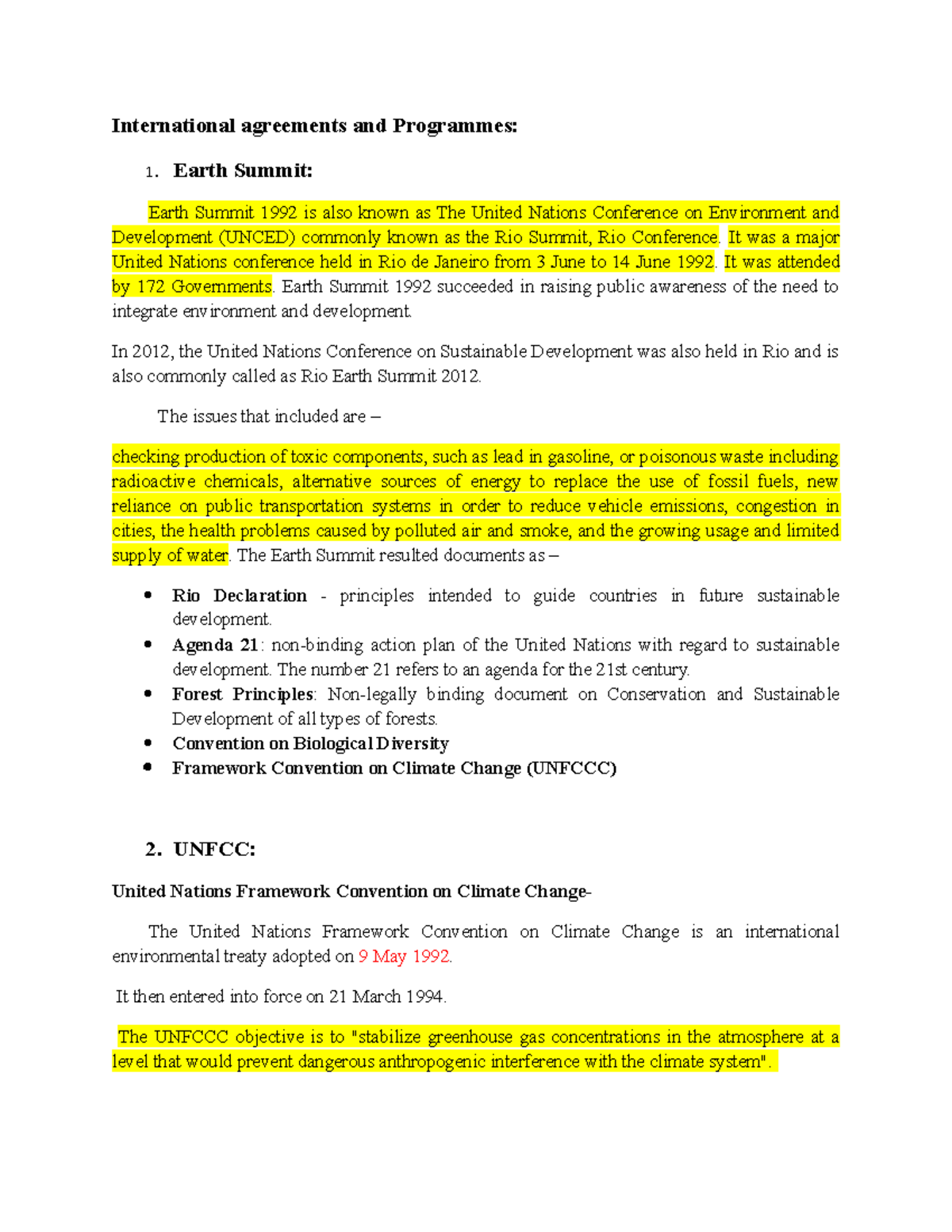 Unit 5: Overview of International Agreements & Environmental Programs ...