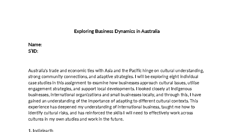 Cultural Engagement Strategies in Australian Business: A2/A3 Case ...