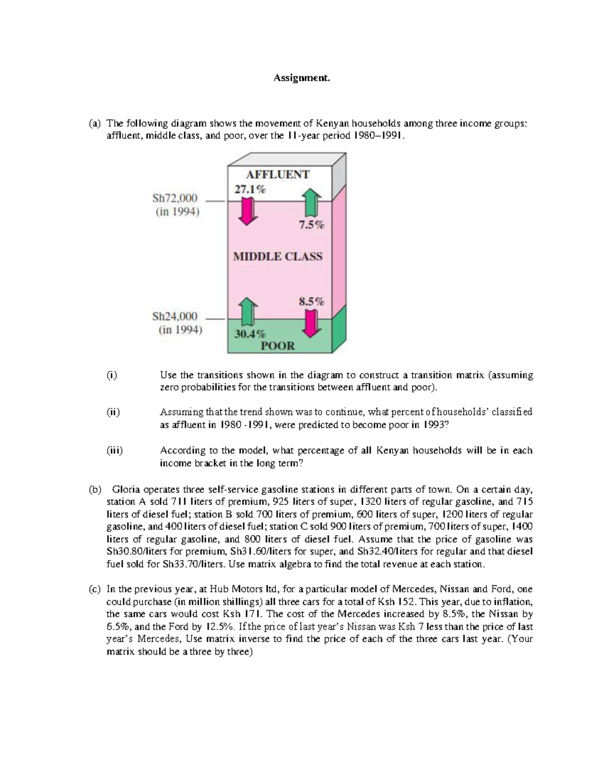 Assignment on Economic Models and Matrix Algebra - Studocu