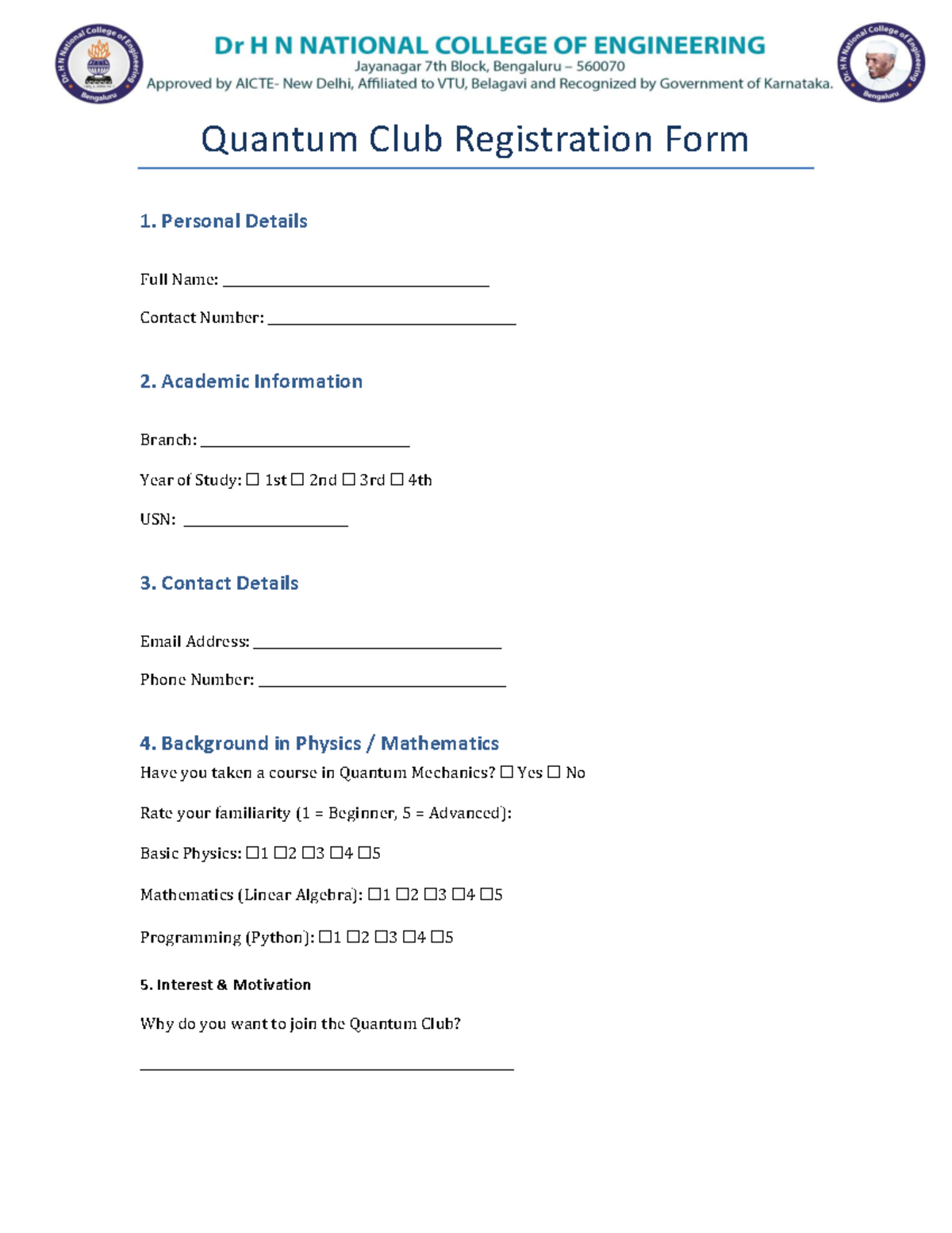 Quantum Club Registration Form: Join Us Today! - Studocu
