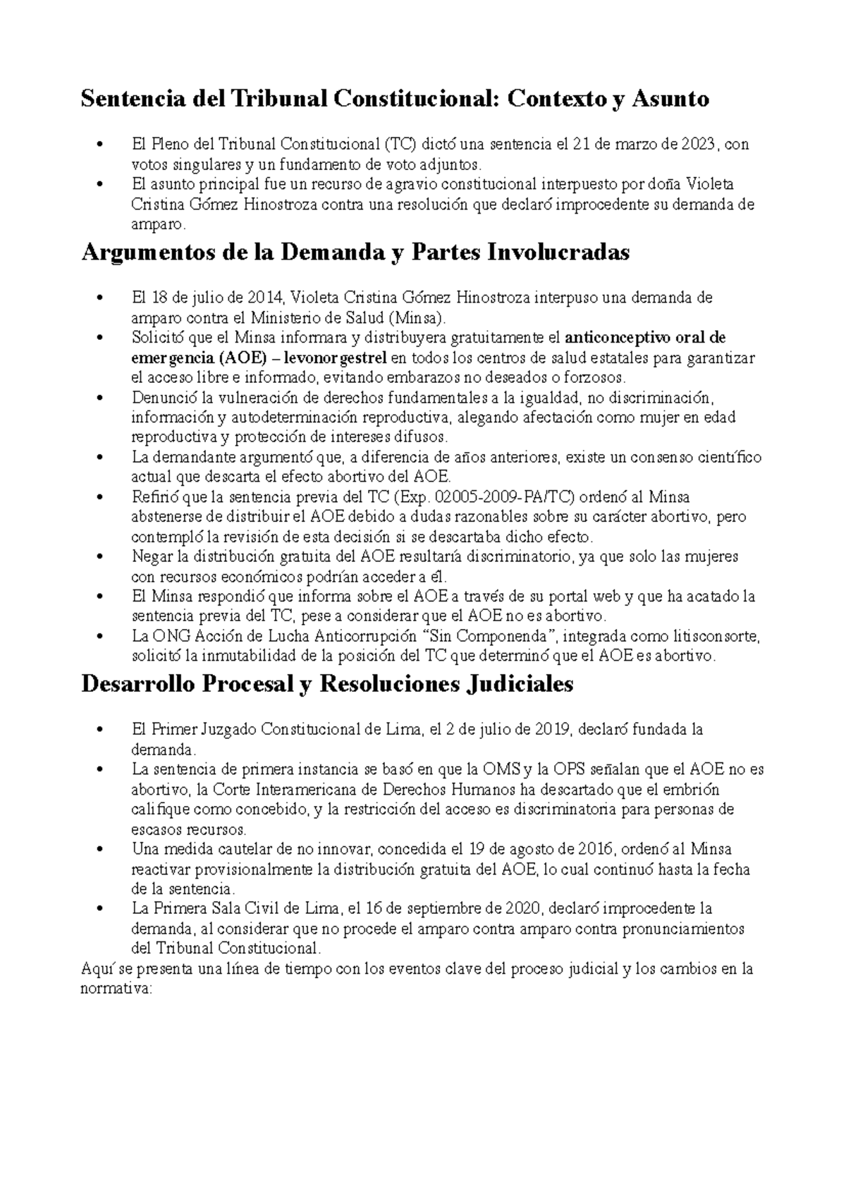 Sentencia del TC sobre el AOE: Contexto y Argumentos (00238-2021-AA ...