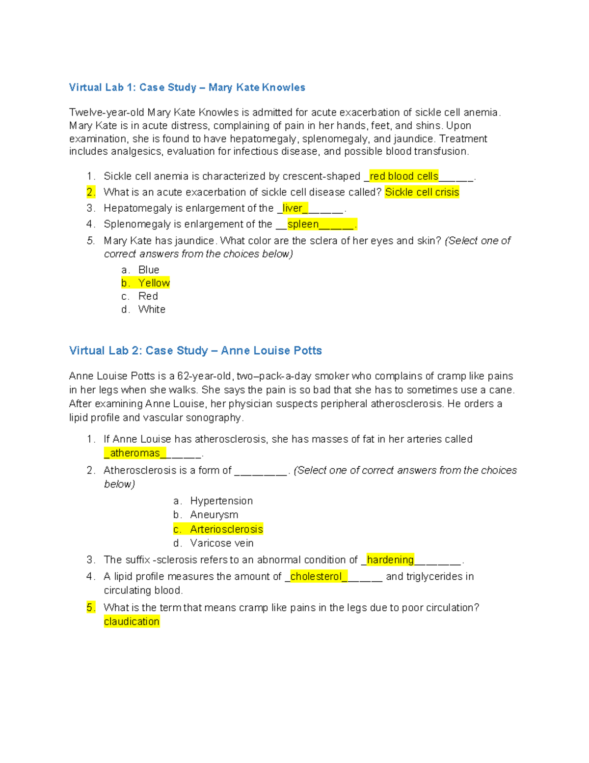 AHP105 Wk3 Virtual Lab comp - Virtual Lab 1: Case Study – Mary Kate Knowles Twelve-year-old Mary ...
