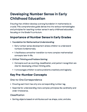 [Solved] Lesson 6 emergent mathematics Lesson plan for grade R In grade ...