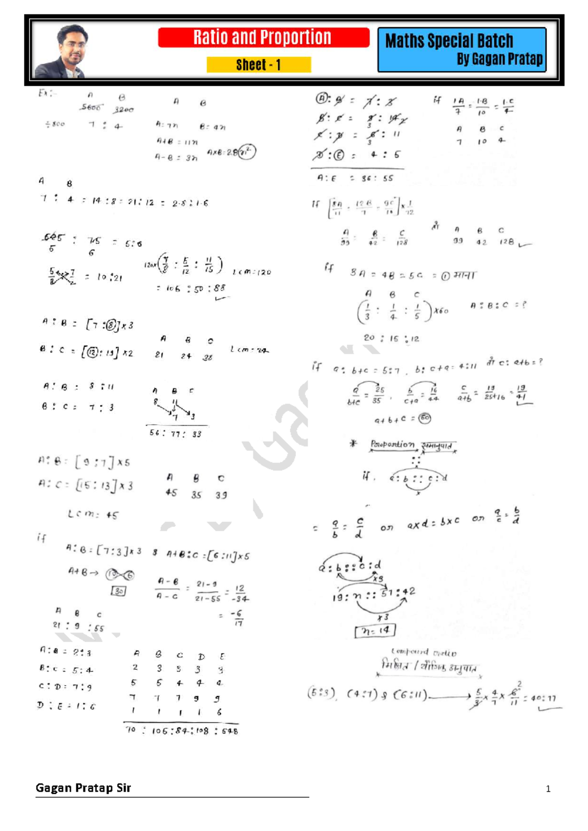 Ratio Class Notes (CHSL PRE 2023) - Gagan Pratap Sir - Studocu