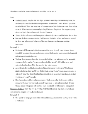 Full Sentence Preparation Outline - Police Brutality - Ted Talk call to ...