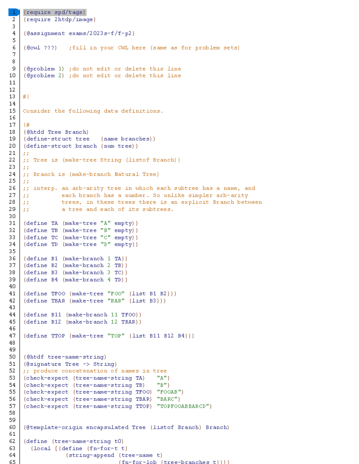 2023s F P2 Solution: Tree Data Structure Definitions - Studocu