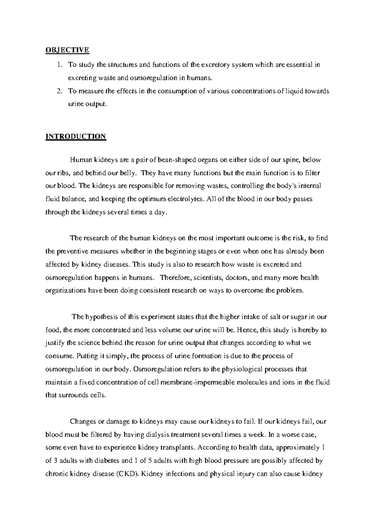 Kidney Function & Physiology Lab Report: Effects on Urine Output - Studocu