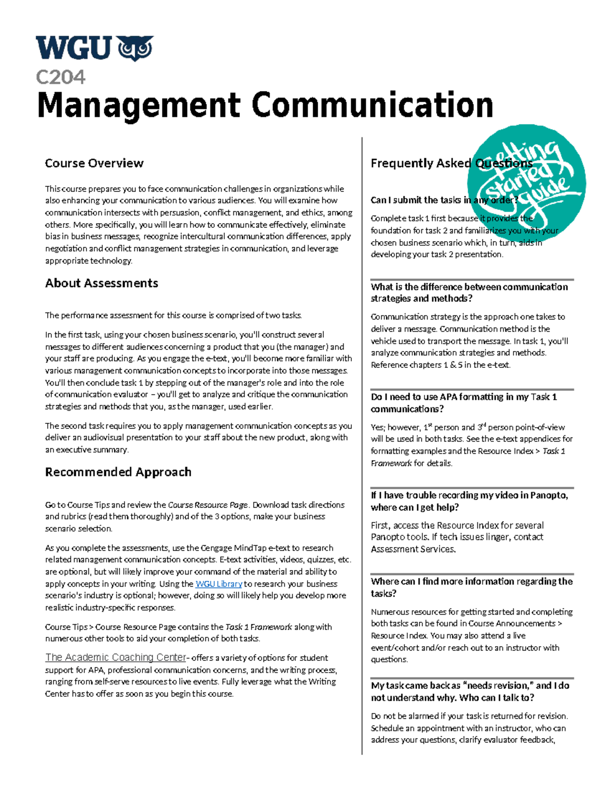 C204 Management Communication Guide FY24: Assessments & Strategies ...