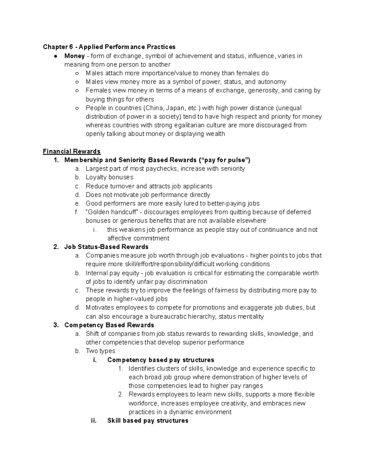 BUSI 405 - Chapter 6: Applied Performance Practices & Reward Systems ...