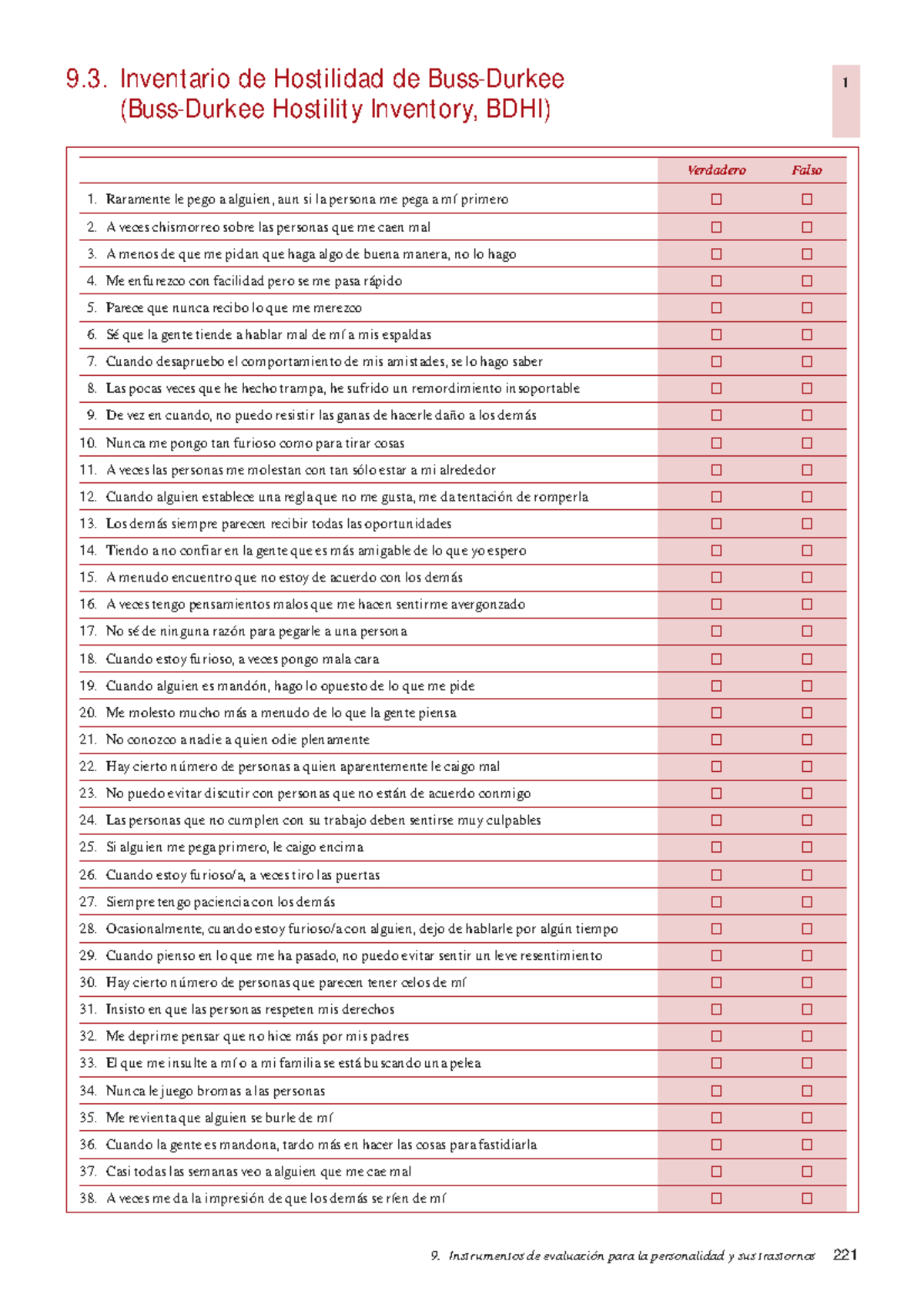 Escala de hostilidad BDHI: Inventario de hostilidad y evaluación - Studocu