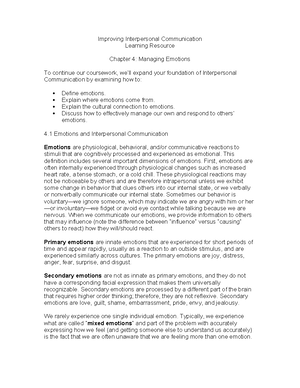Interpersonal Communication: Language Insights - Chapter 5 (Course Code ...