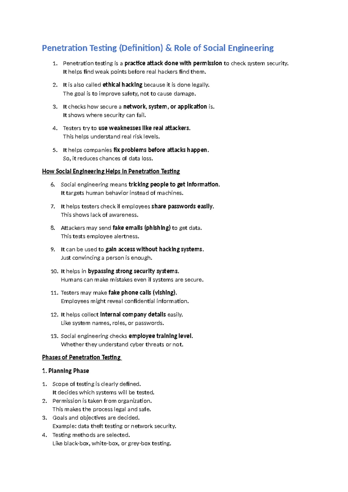 Ethical Hacking & Penetration Testing: Key Concepts & Phases - Studocu