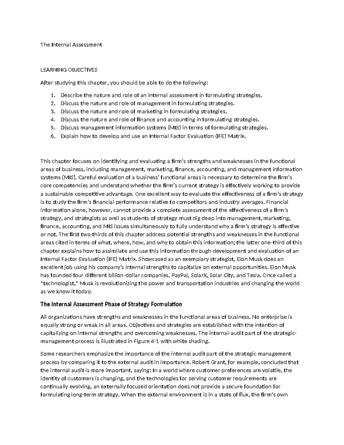 Internal Assessment: Key Objectives and Strategic Insights - Studocu