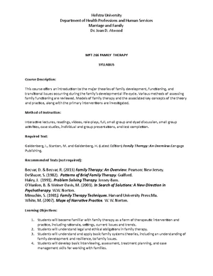 Mft model charts - Major Marriage and Family Therapy Models Developed ...