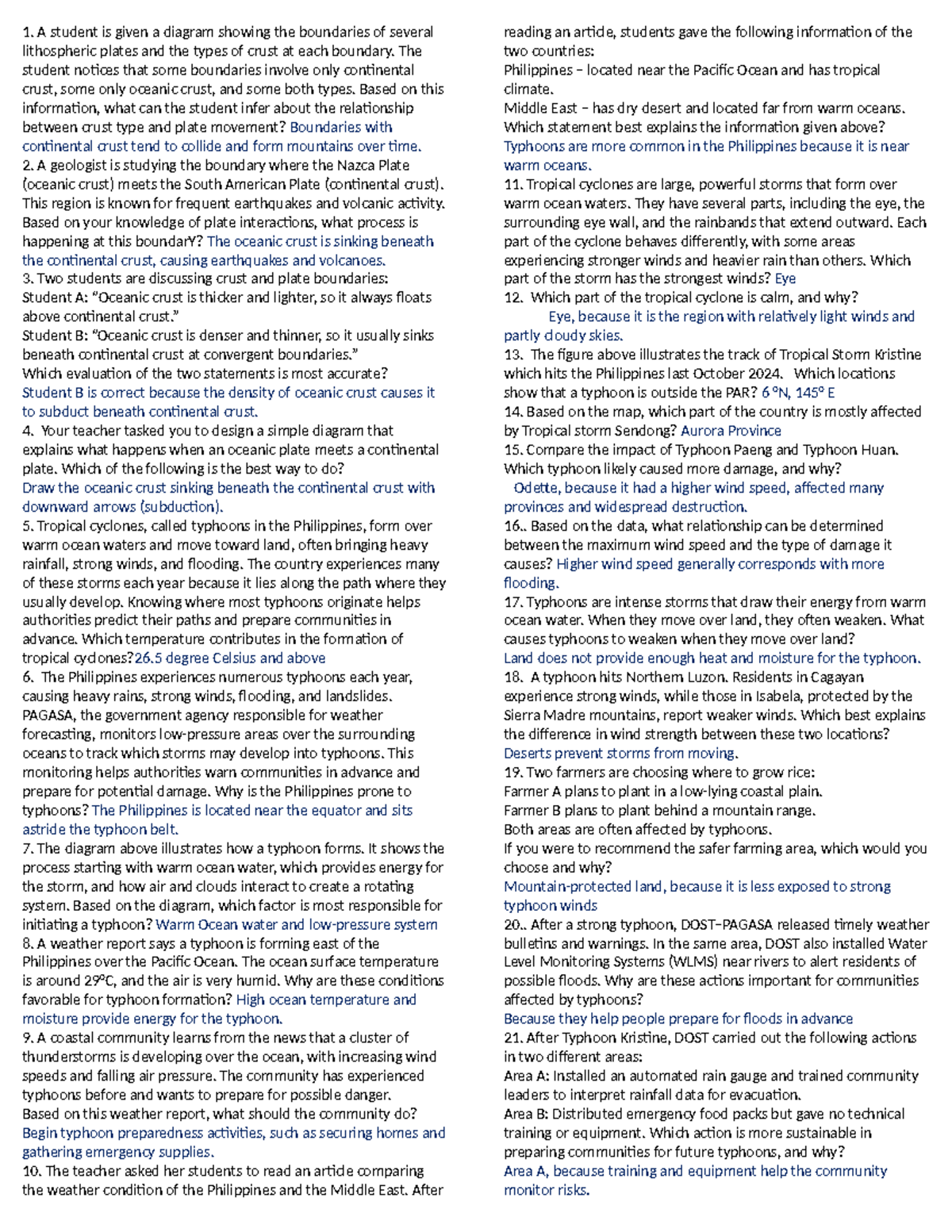 Geology and Meteorology Review: Plate Boundaries and Typhoons (Course ...