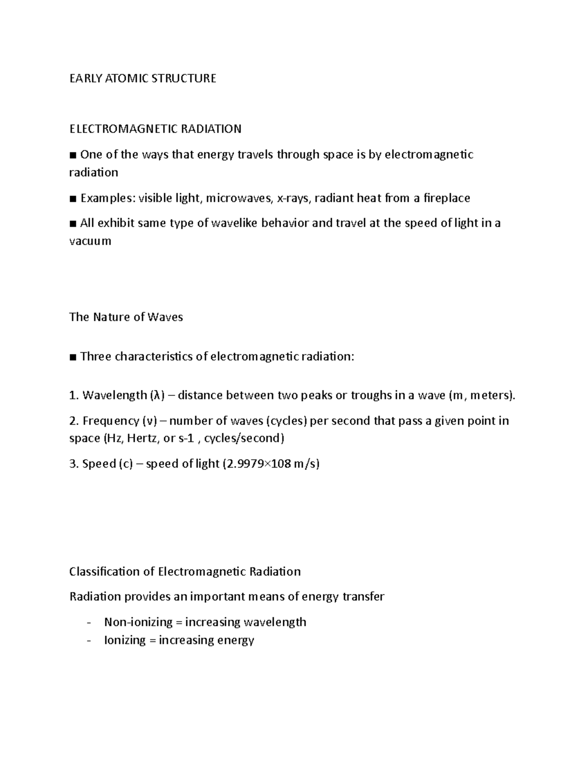 191 - Electromagnetic Radiation - EARLY ATOMIC STRUCTURE ...