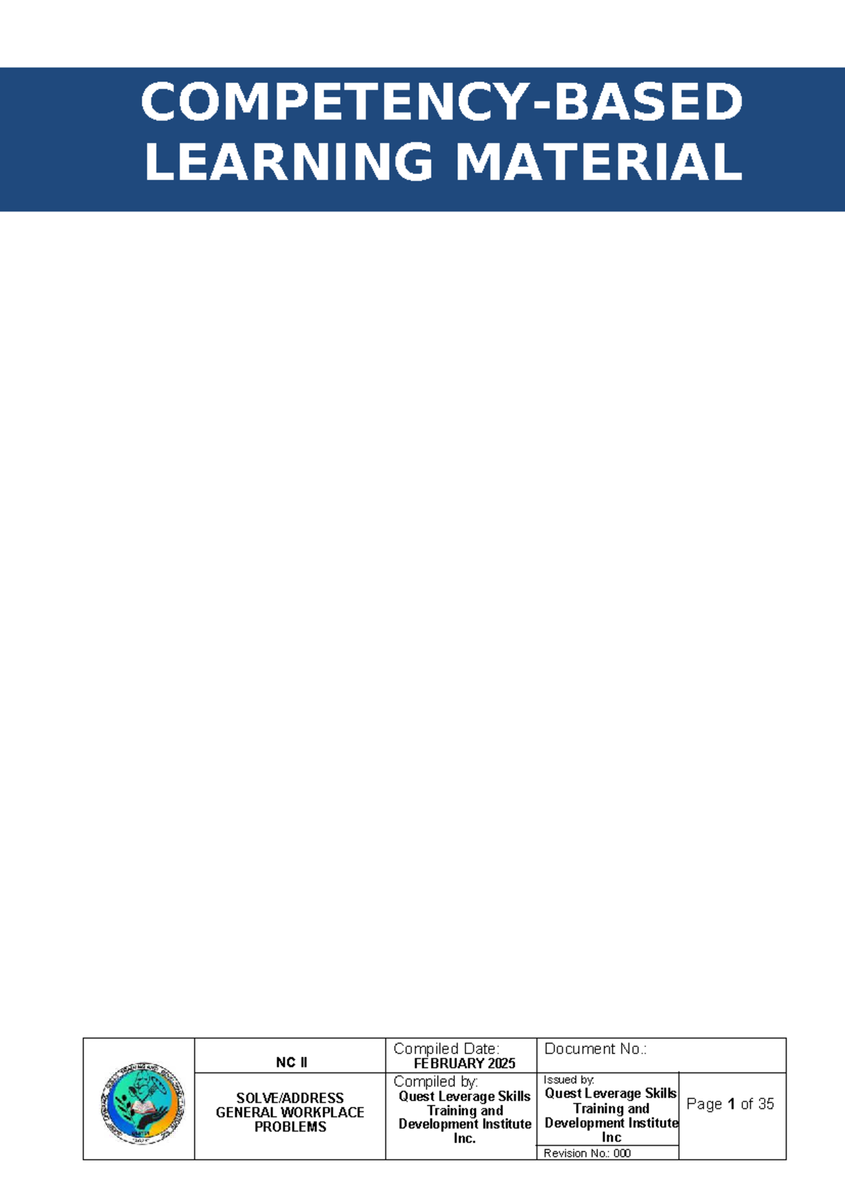 NC II General Workplace Problems: Strategies for Effective Solutions - Studocu