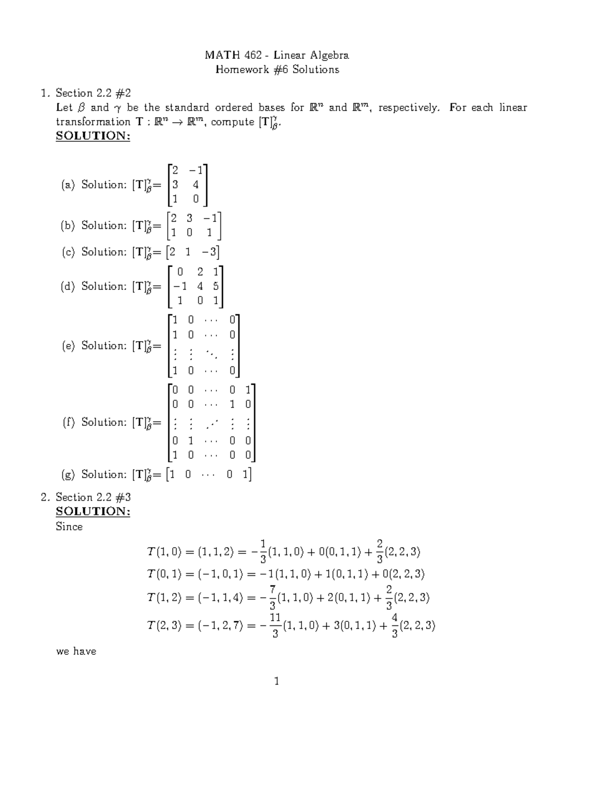 HMWK-6 Solutions - Dr. Kimball - MATH 462 Linear Algebra Homework ...