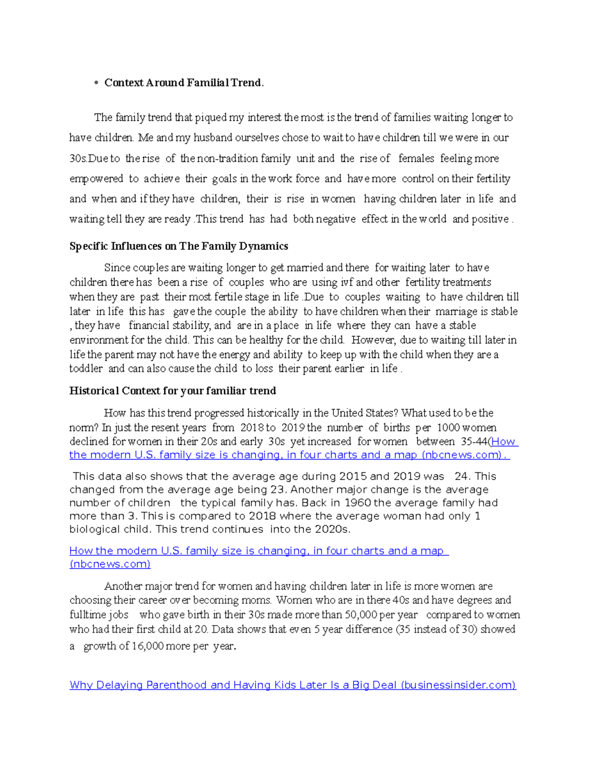 1-3 Final Project Milestone One: Journal on Delayed Parenthood Trends ...