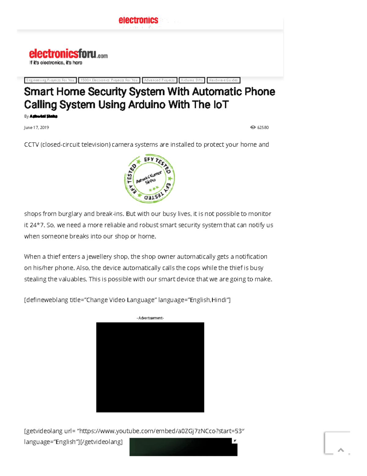 Smart Home Security System: Arduino IoT Project Guide - Studocu
