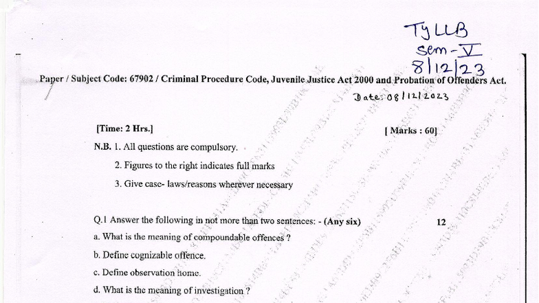 TYLLB 67902: Criminal Procedure Code & Juvenile Justice Act - Dec 2023 ...