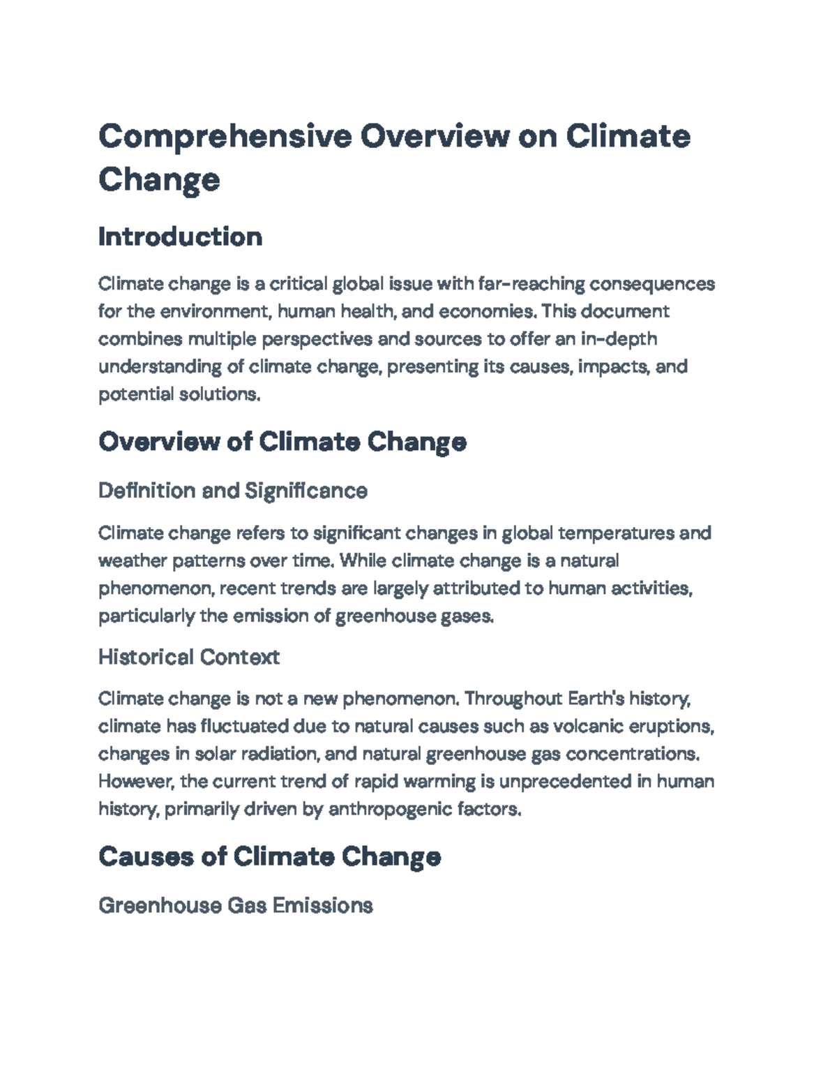 Comprehensive Overview of Climate Change Causes, Impacts, and Solutions ...