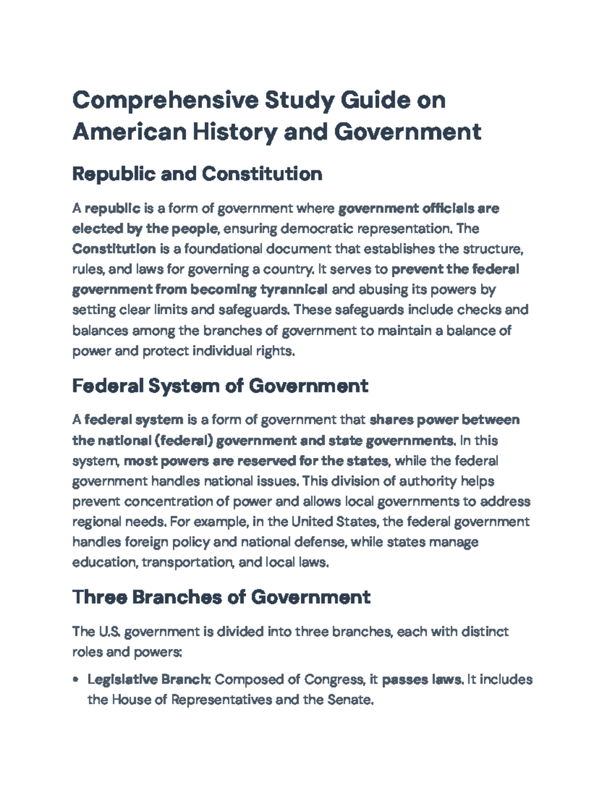 Comprehensive Study Guide: American History & Government (AHG 101 ...