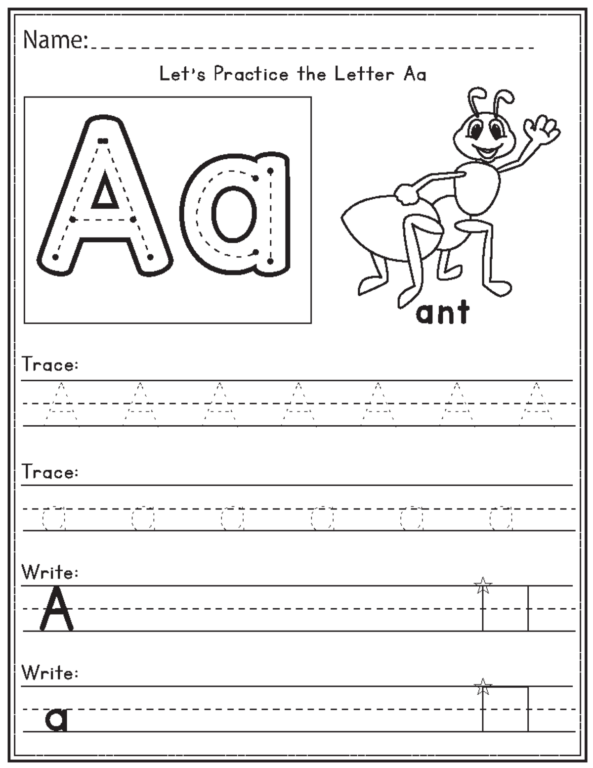 Letter Tracing Worksheets for Preschool - Aa Let’s Practice the Letter ...