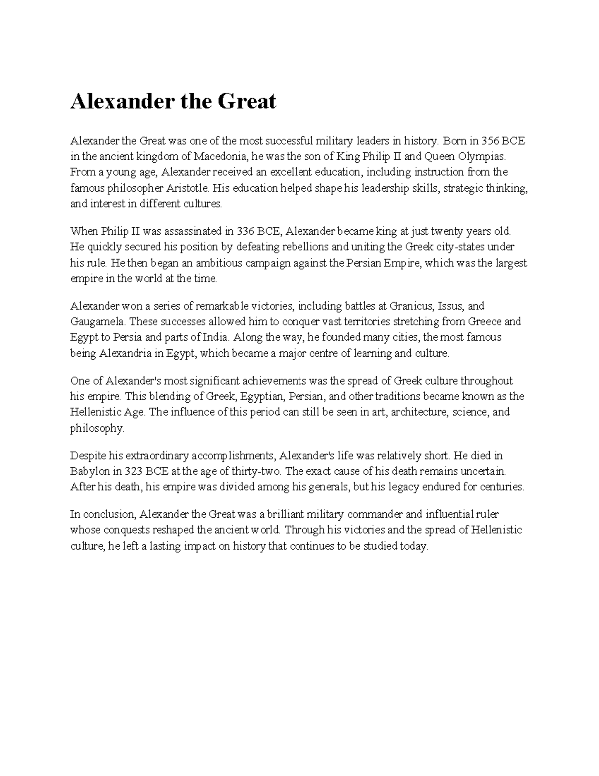 Alexander the Great: Military Genius and Cultural Legacy - Essay 3 ...