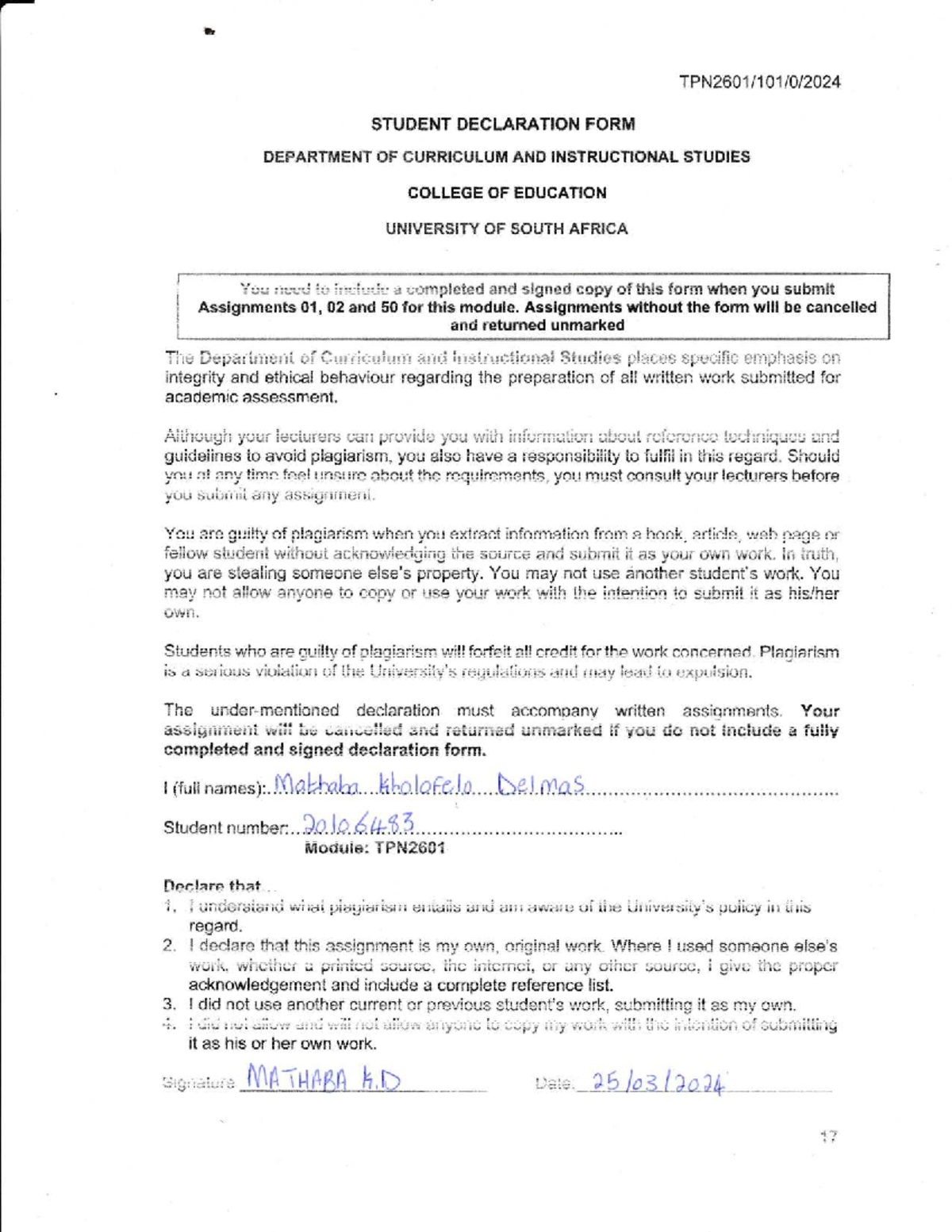 TPN2601 Assignment 01: Curriculum Overview and Instructional Strategies - Studocu