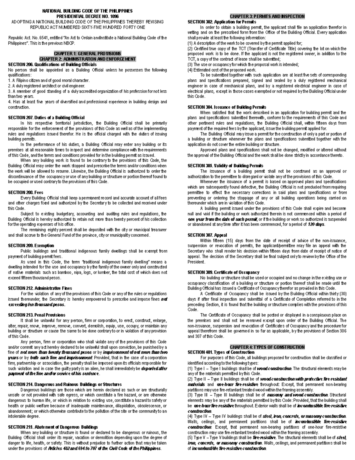 "Summary of NBCP 2015: National Building Code Provisions and ...