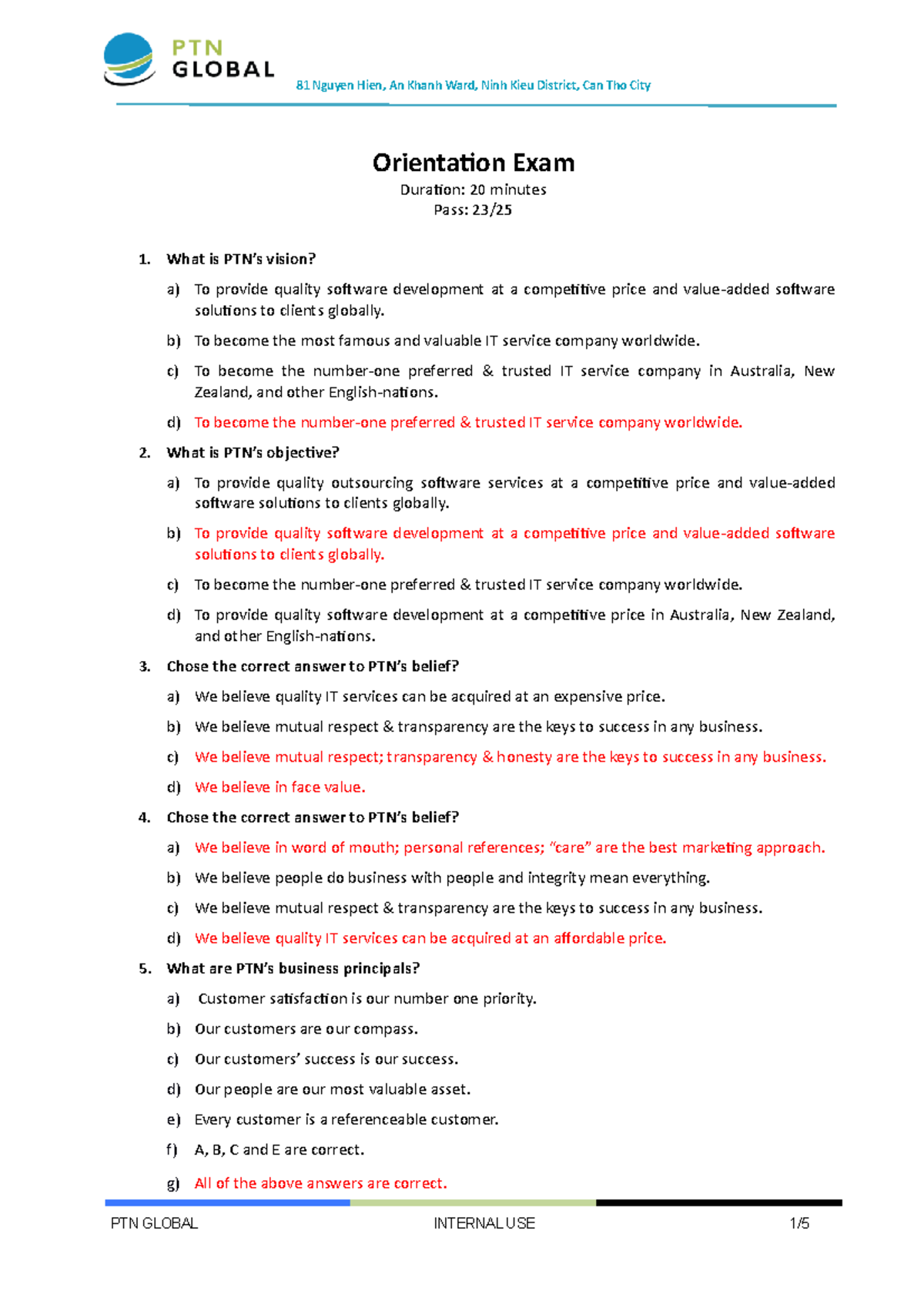 Orientation Exam - network - Orientation Exam Duration: 20 minutes Pass ...