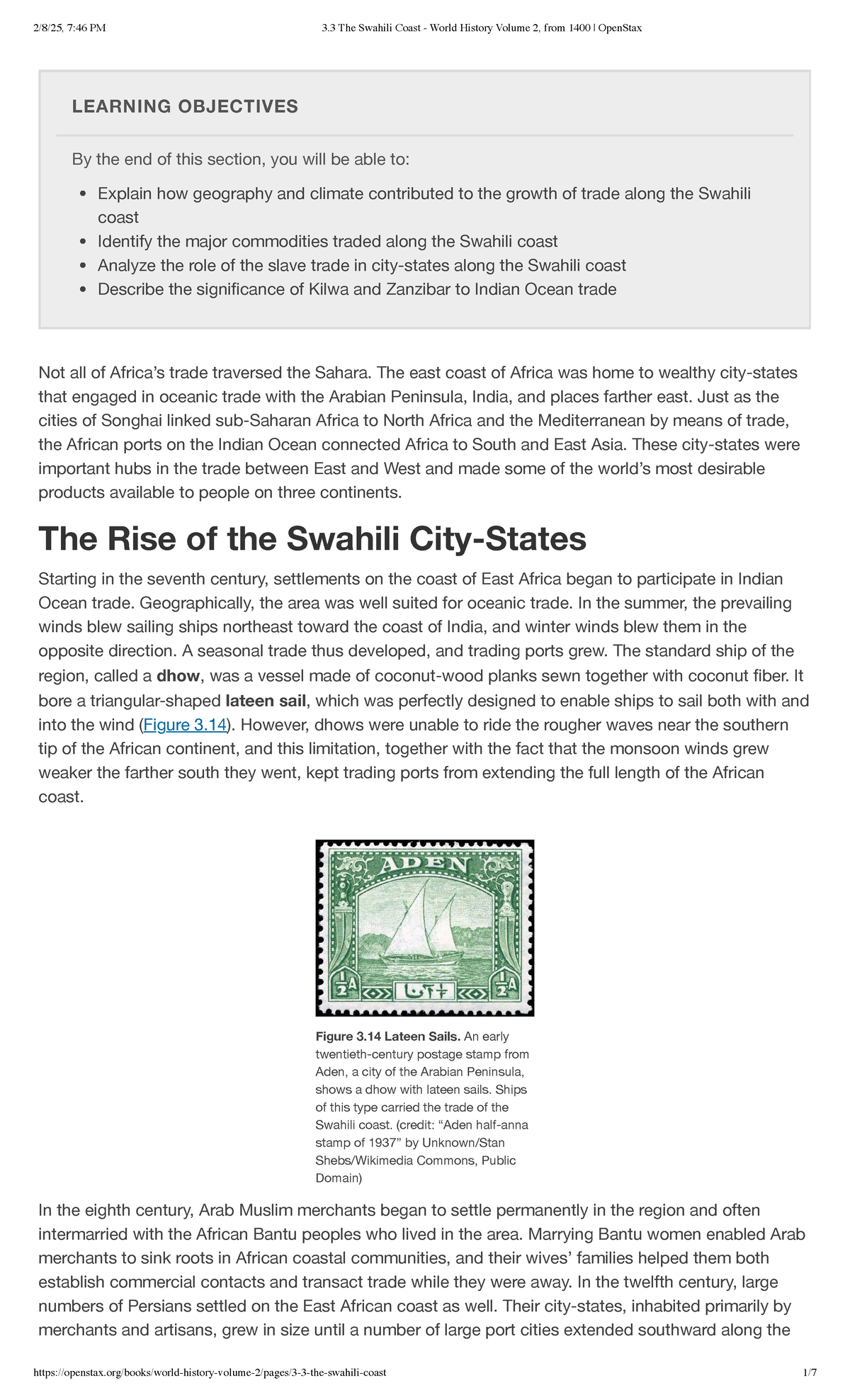Historical Perspectives on Trade and Culture Along the Swahili Coast ...